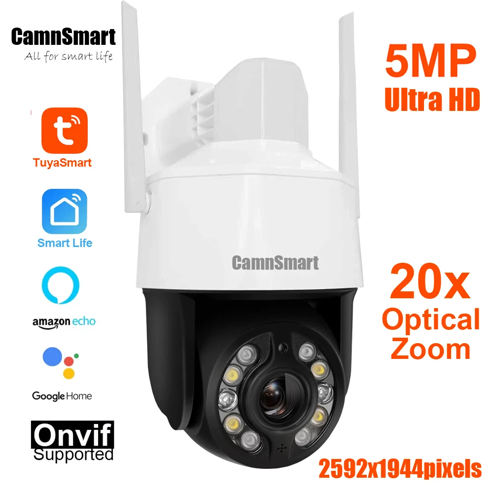 Tuya 5MP IP Wireless Camera 20X Optical Zoom WIFI RJ45 Cable Smart Life ...