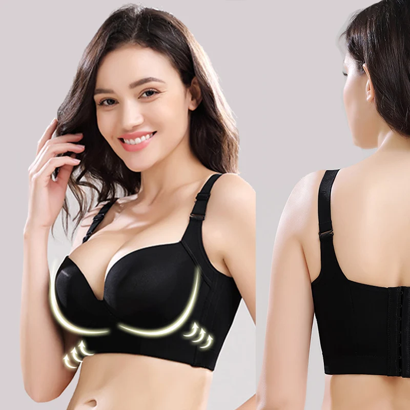 Push Up Bras Women Deep Cup Bra Hide Back Fat Underwear Shaper Incorporated Full Back Coverage ...