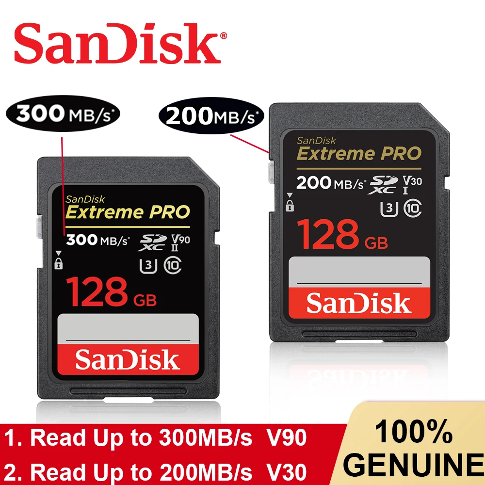 Sandisk Extreme Pro Sd Cartão De Memória Sdh Sdxc Uhs-ii Uhs-i Cartões C10 U3 V30 4k V90 8k Hd ...