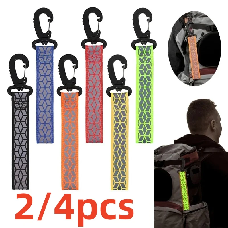 2/4Pcs Reflective Straps Pendant Keychain For Outdoor Camping Night ...