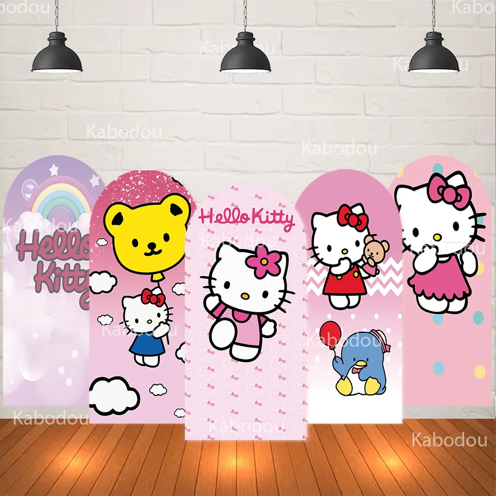 Hello Kittys Backdrop Pink Arch Cover Girl Kid Birthday Party Cartoon ...