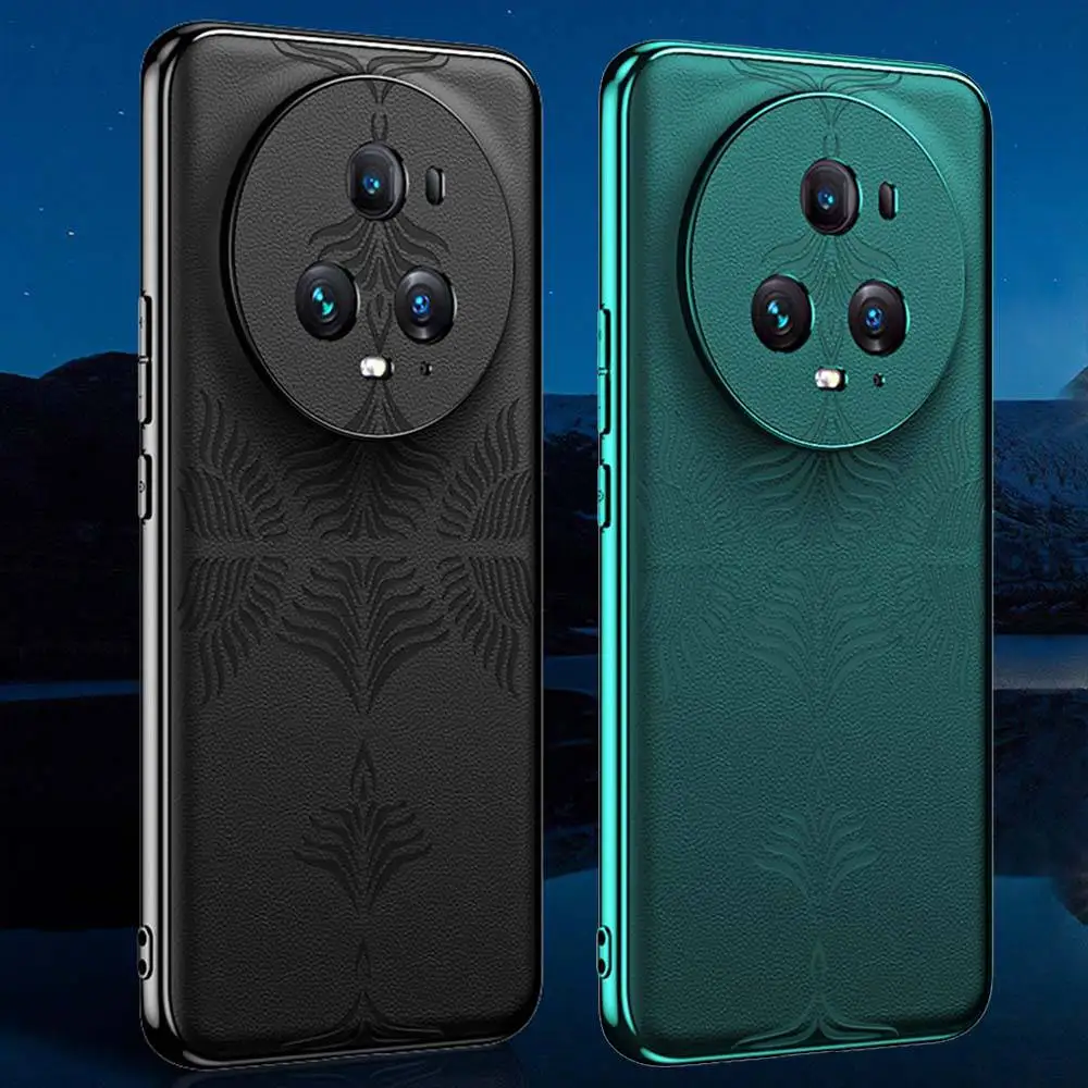 Genuine-Leather-Case-For-Honor-Magic-5-Ultimate-Case-Embossed-Plating ...