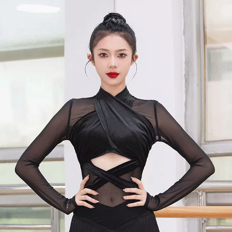 2024-Latin-Tops-Women-Dance-Basic-Tops-Training-Dress-Female-Dancewear ...