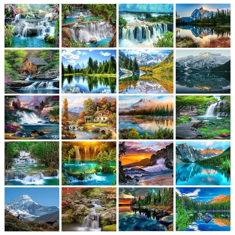Gatyztory-Diy-Painting-By-Numbers-Landscape-Waterfall-Coloring-By ...