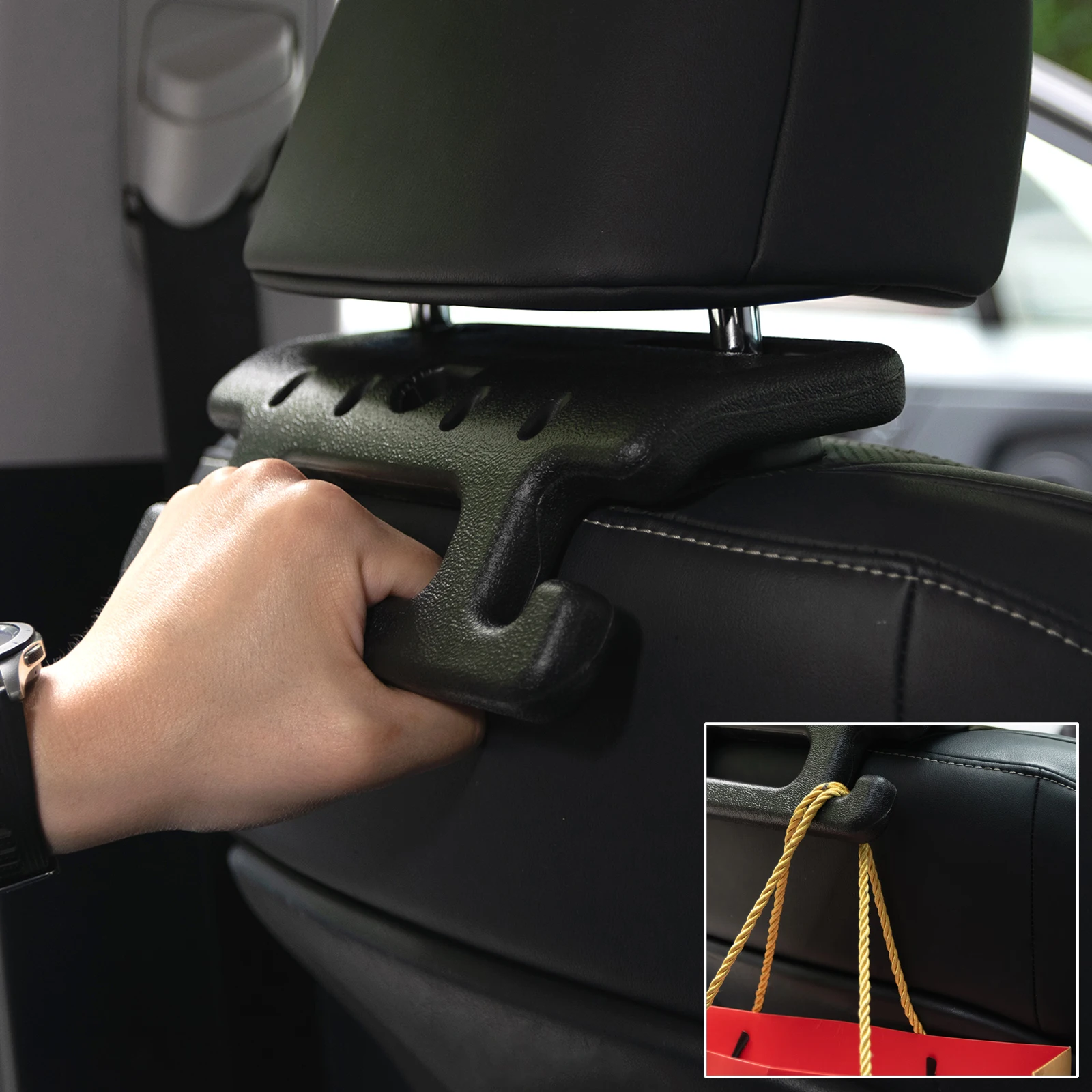 UNIVERSAL CAR ASSIST HEADREST HANDLES Grip GRAB HANDLE Hook Head Rest ...