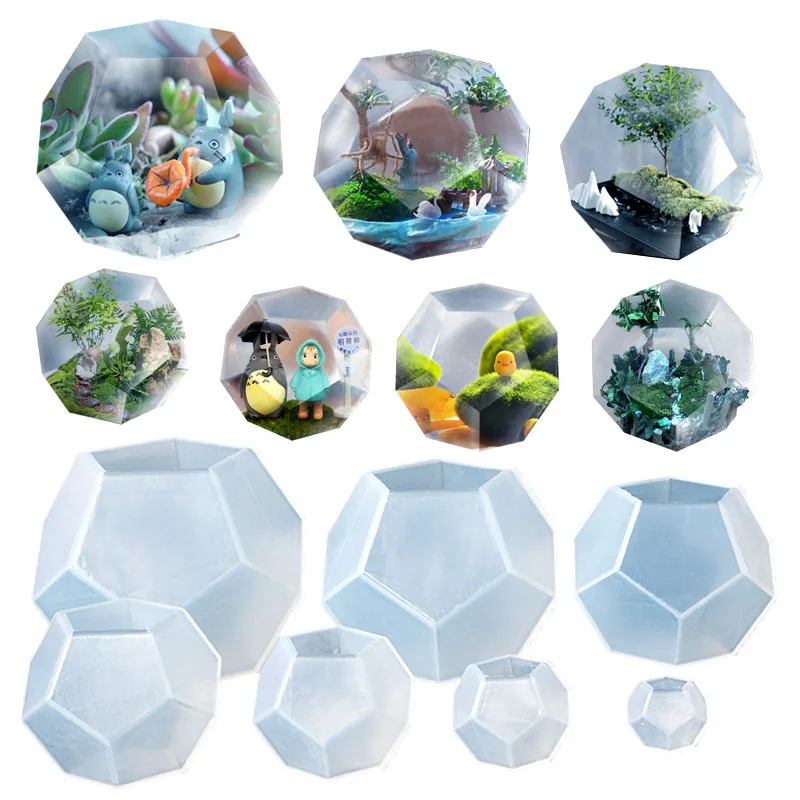 DIY Crystal Epoxy Resin Mold Liquid 5-sided Cut Surface Sphere Micro ...