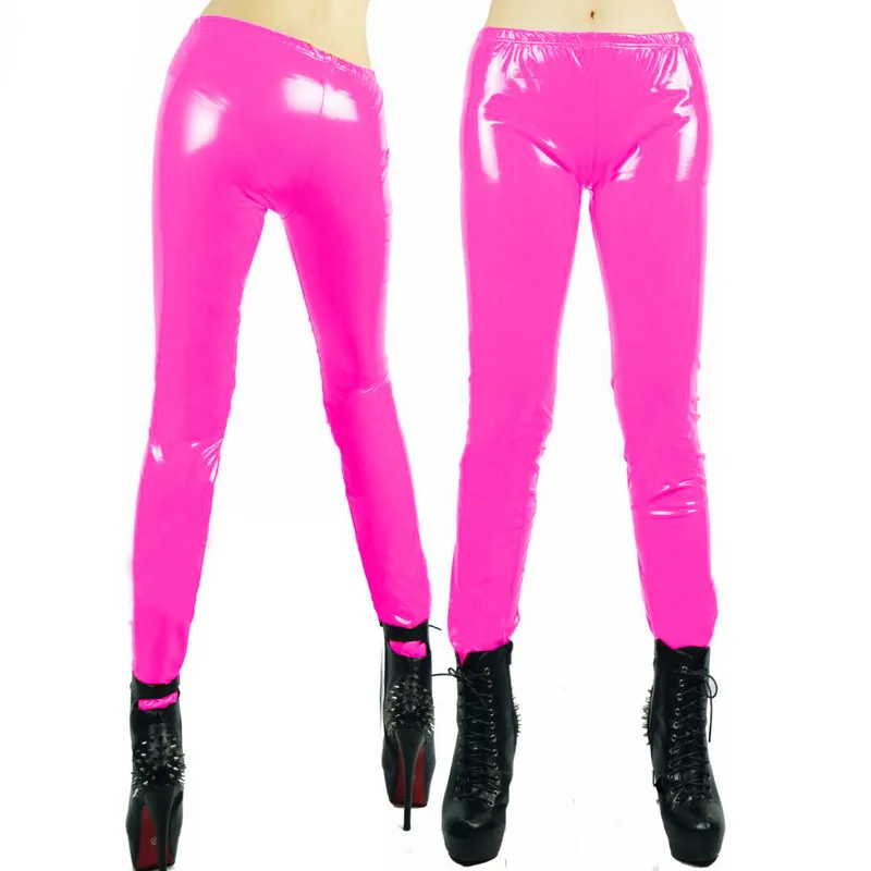Wet-Look-PVC-Faux-Leather-Women-Skinny-Pants-Elastic-Low-Waist-Leggings ...