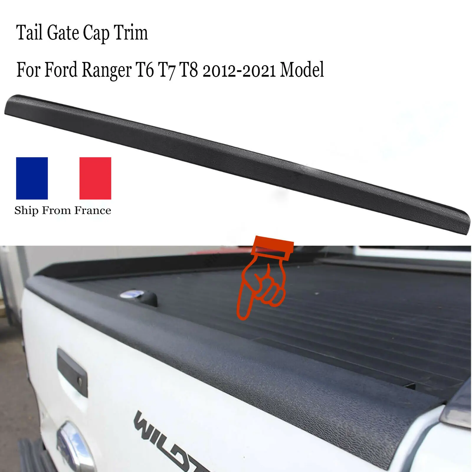 포드 레인저 와일드 트랙 2012 2021 Xs Xl Px Px2 Px3 Xlt T6 T7 T8 용 레일 가드 캡 프로텍터 리어 커버 테일 게이트 트림흙받기