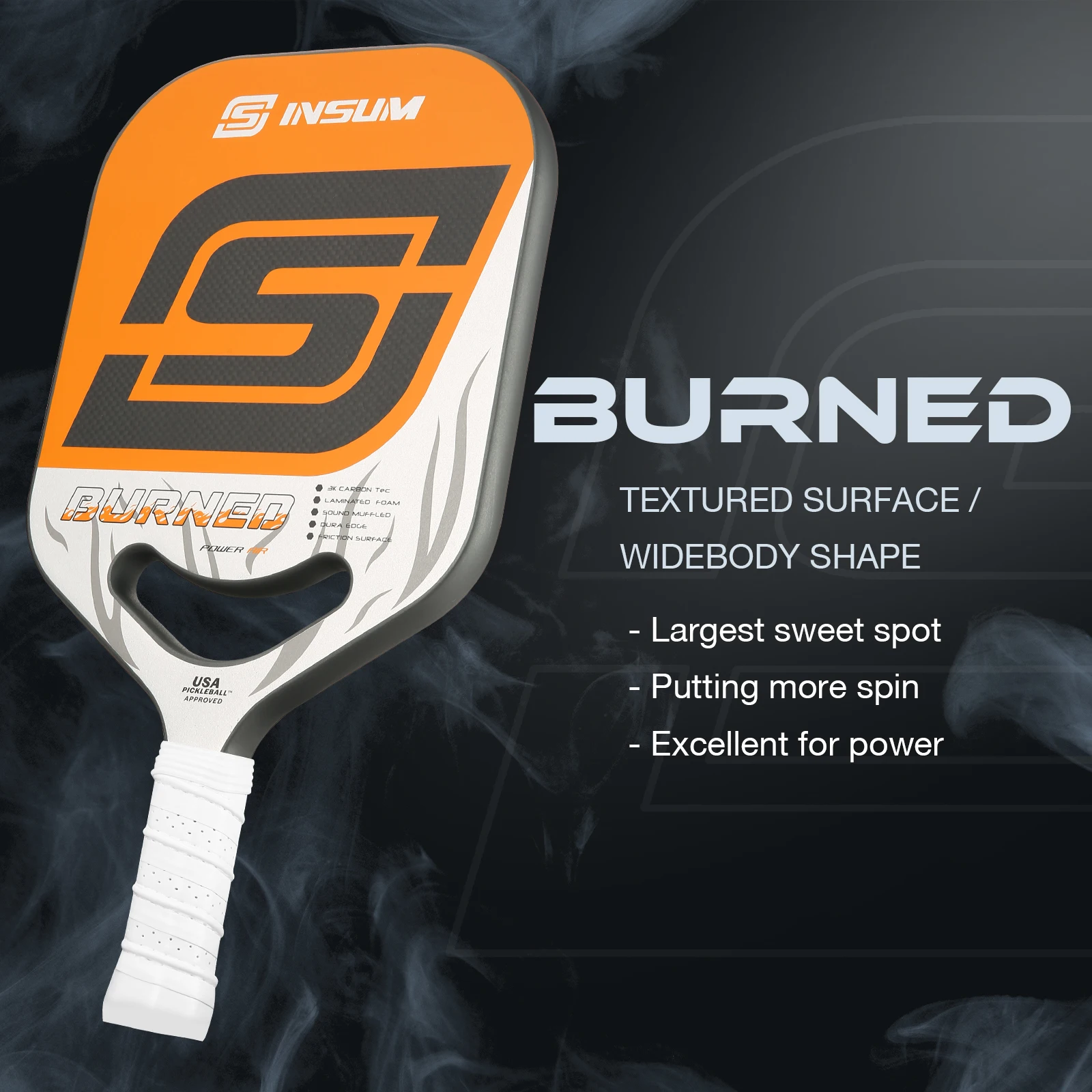 INSUM Try Pickleball Paddle 3K Carbon Fiber Edgeless Power AIR Series ...