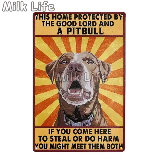 Pitbull Terrier Dog Metal Aluminum Tin Sign Wall Decor Vintage for ...