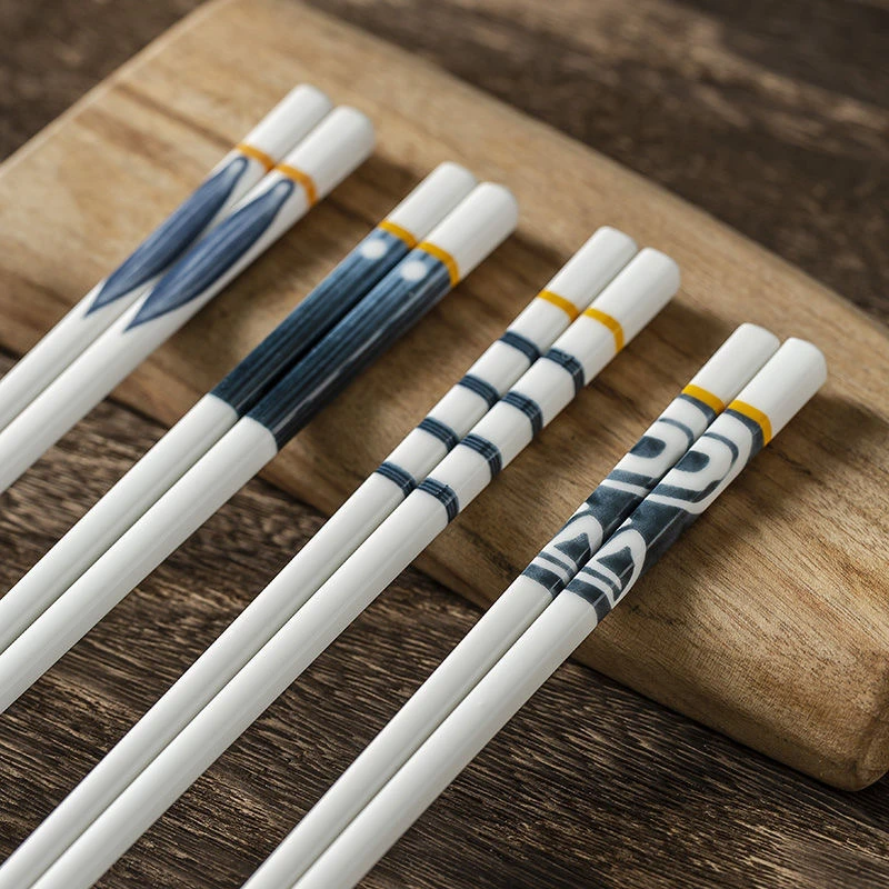 5Pair/Set Ceramic Japanese Style Chopsticks Bone Porcelain Long ...