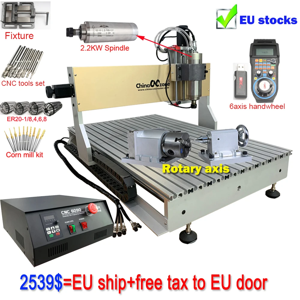 New Cnc 6090 Router Milling Engraving Machine 3axis/4axis 2200w Mach3 ...