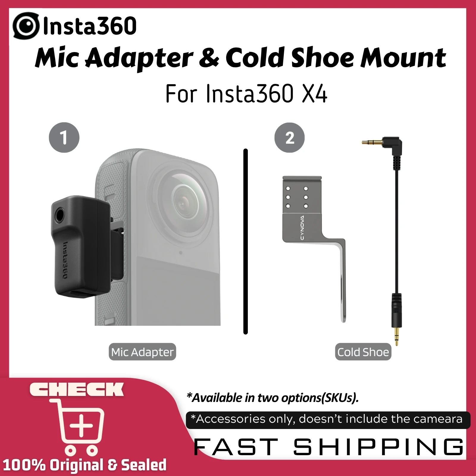 CYNOVA For Insta360 X4 Mic Audio Adapter Microphone Sound Recording ...