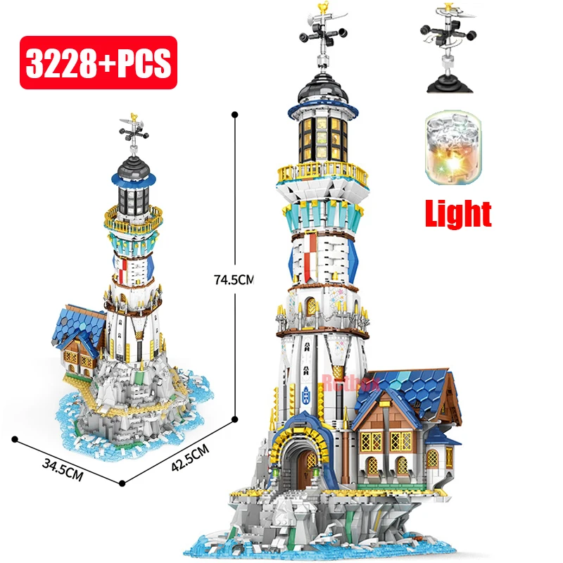 New Lighthouse Model Building Blocks City Street View House Medieval ...