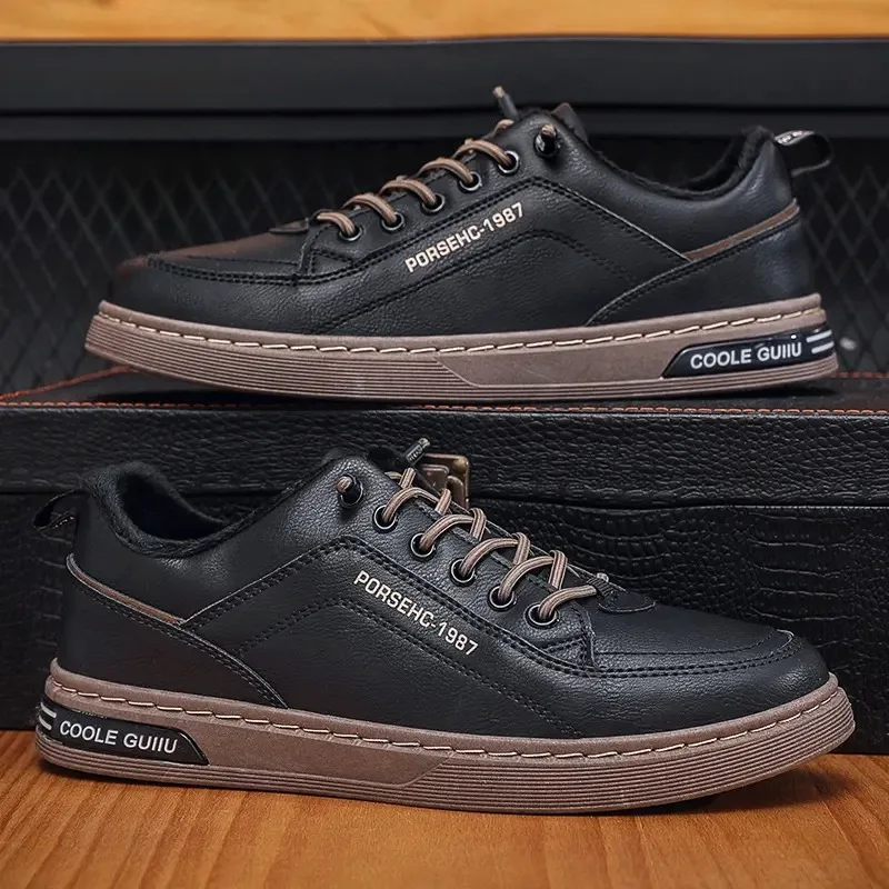 Sapatos-casuais-de-couro-antiderrapante-para-homens-cal-ados-esportivos ...