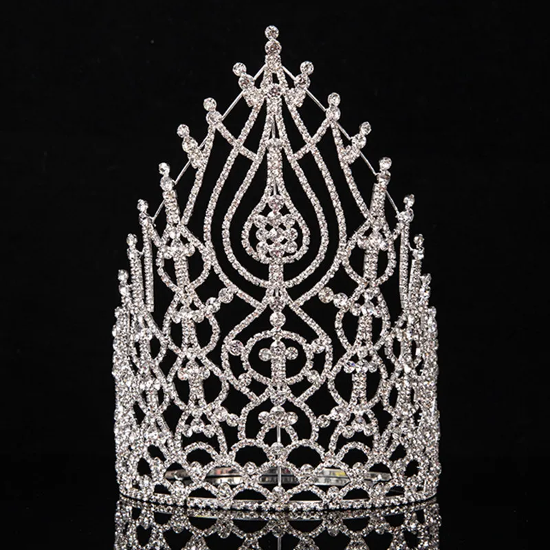 Beauty Custom Crown Rhinestone Pageant Tall Crowns Crystal Adjust ...