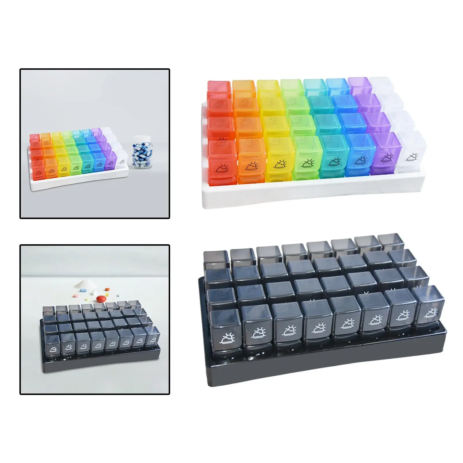 Monthly Pill Organizer 2 Times A Day with 32 Large Compartments Pill ...