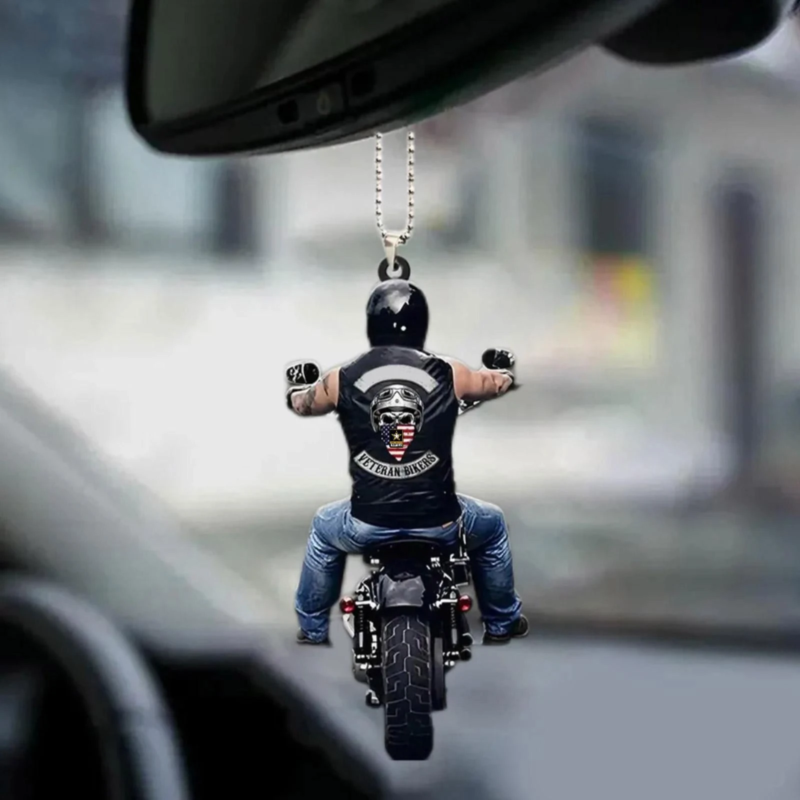 2D Motorcycle Rider Pendant Car Rear View Mirror Hanging Pendant ...