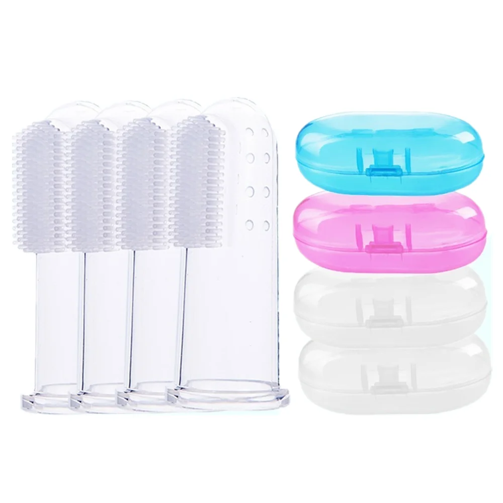 Silicon Toothbrush+Box Baby Finger Toothbrush Children Teeth Clean Soft ...