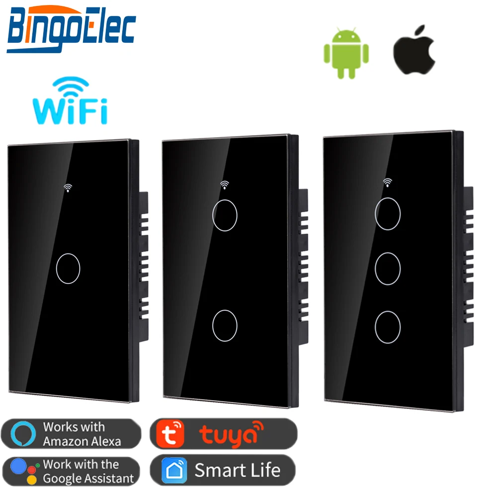 Tuya Smart Life Home EU US WiFi Remote Wall Switch Voice Control Touch ...