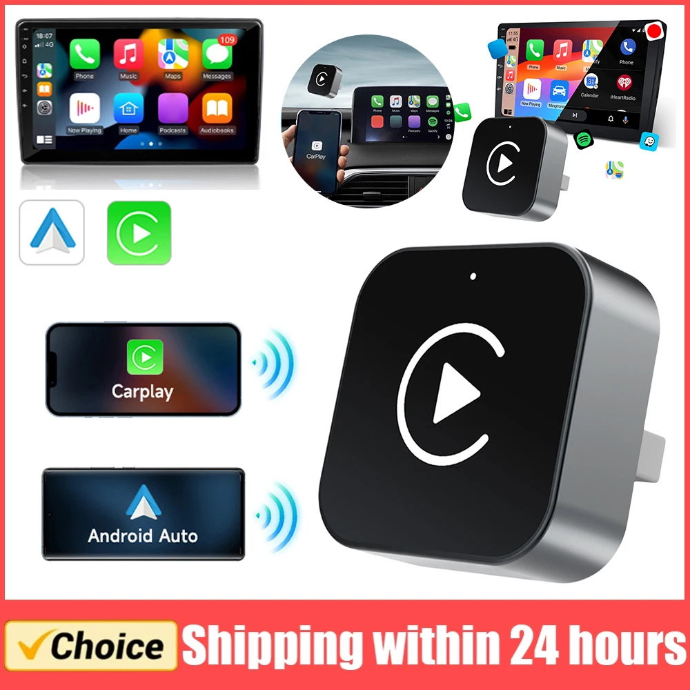 2 in 1 Wireless CarPlay Android Auto Adapter Smart USB Dongle Auto ...
