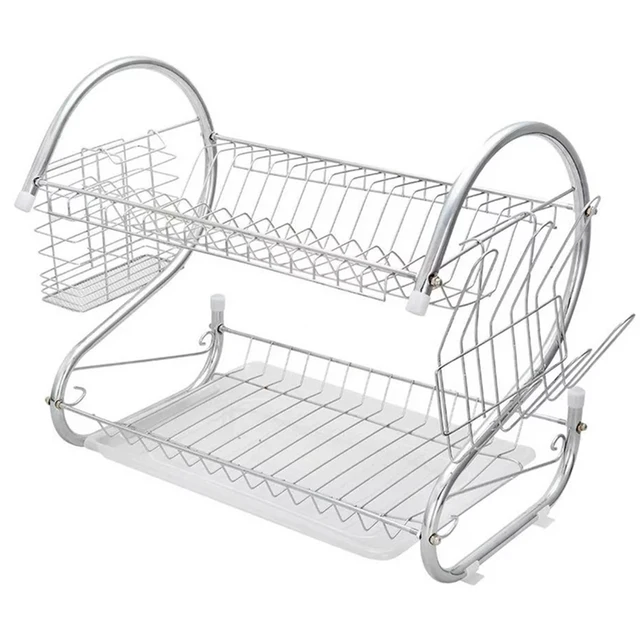 Double-layer Kitchen Dish Bowl Draining Storage Rack With Chopstick ...