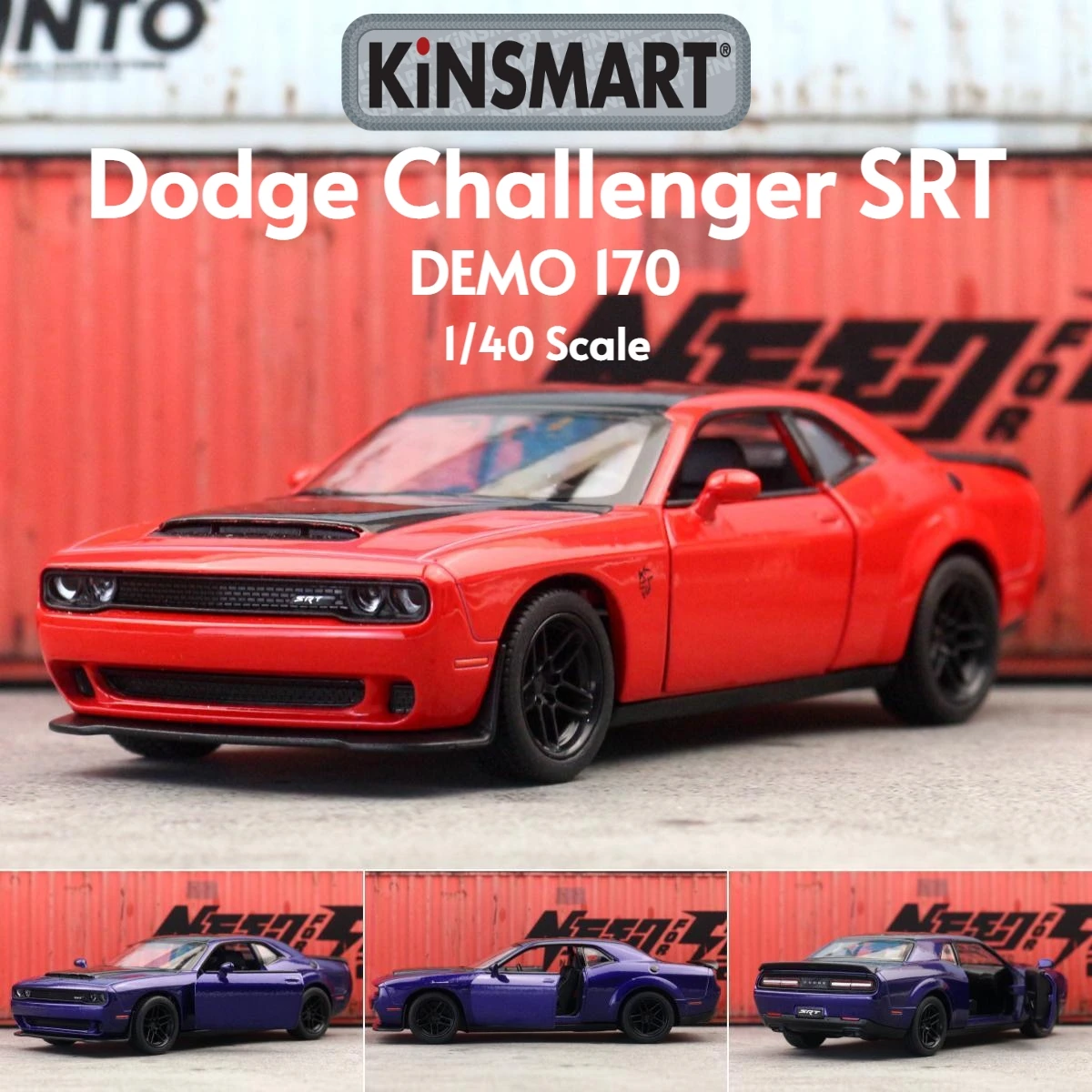 KiNSMART Toy Car Model 1/40 Dodge Challenger SRT Demo Hypercar Diecast ...