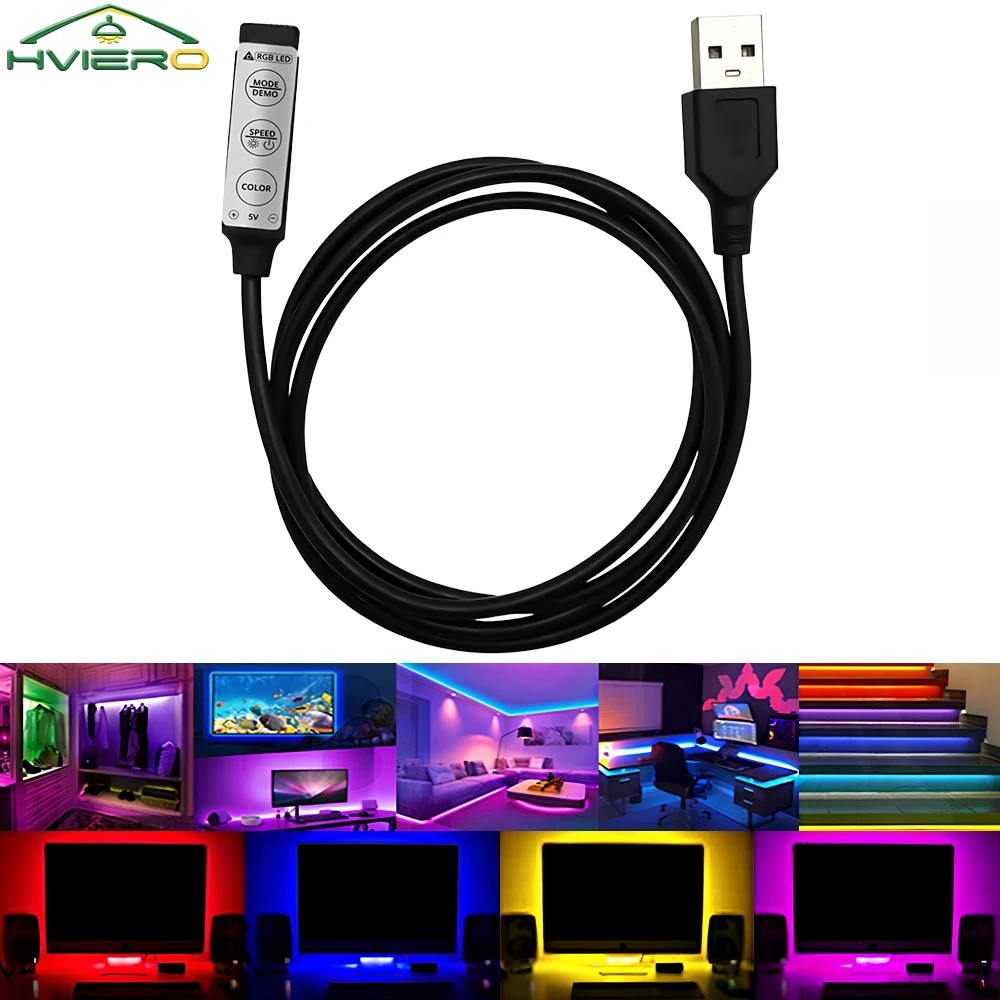 RGB Controller DC 5V Led Dimmer Switch 3Key 4Pin Female Connector LED ...