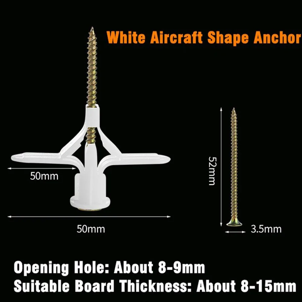 50pcs-Plastic-Toggle-Anchor-With-Screw-Curtain-Gypsum-Board-Hollow-Wall ...