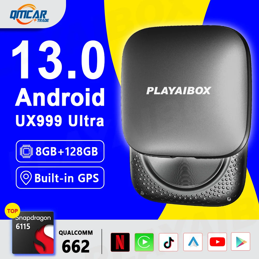 카플레이 스포티파이 넷플릭스 Iptv TV 박스, 안드로이드 자동 무선 카플레이 Ai 박스, 자동차 멀티미디어 내비게이션, UX999Ultra 8 + 128G, 안드로이드 ...