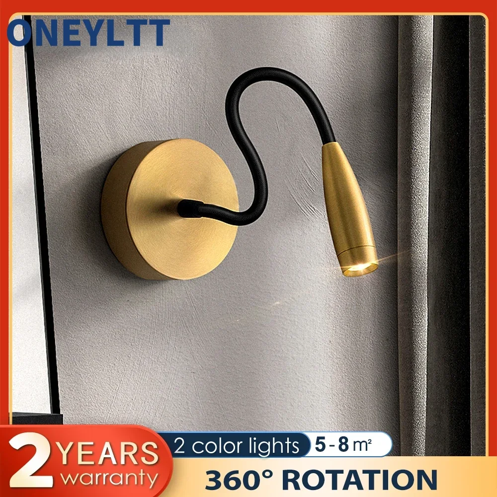 Light-luxury-LED-bedside-reading-lamp-wall-light-360-rotating ...