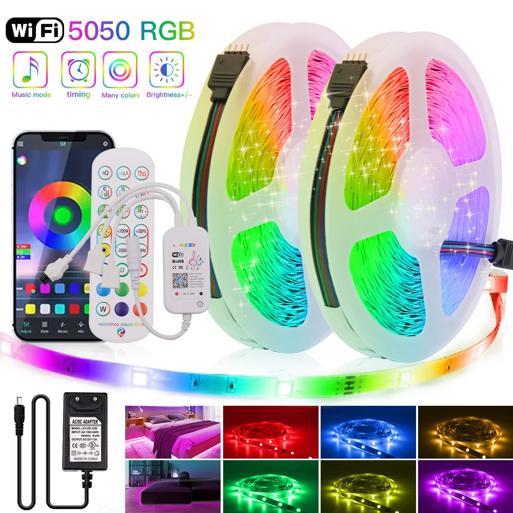 DC-12V-RGB-LED-Strip-Lights-SMD-5050-Bluetooth-Wifi-Control-Luces-Led ...