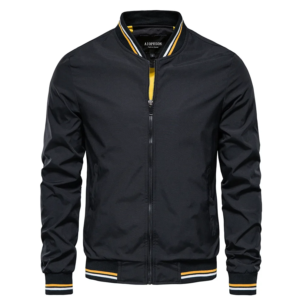 Men-s-clothing-Solid-Color-Bomber-Jacket-Men-Casual-Slim-Fit-Baseball ...