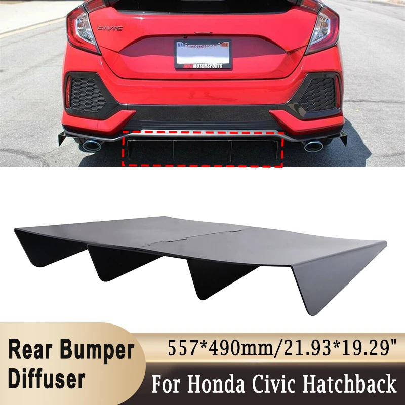 Car Rear Bumper Diffuser 4 Shark Fins Spoiler Racing Lower Splitter For ...