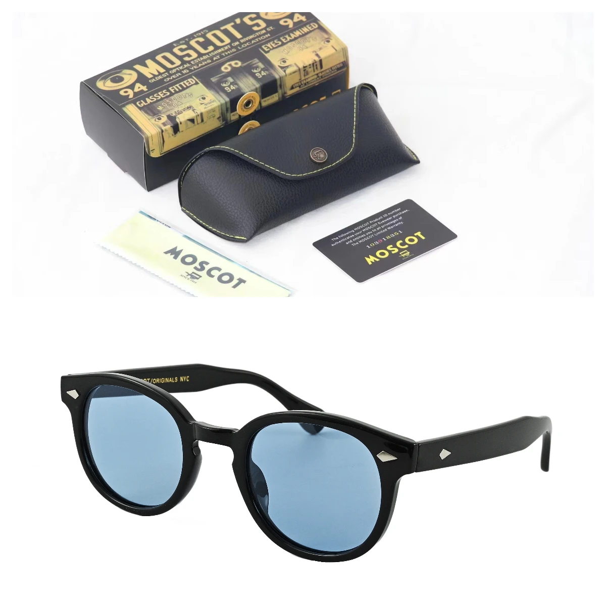 Authentic MOSCOT LEMTOSH Johnny Depp Classic Black Frame Blue Lens Men ...