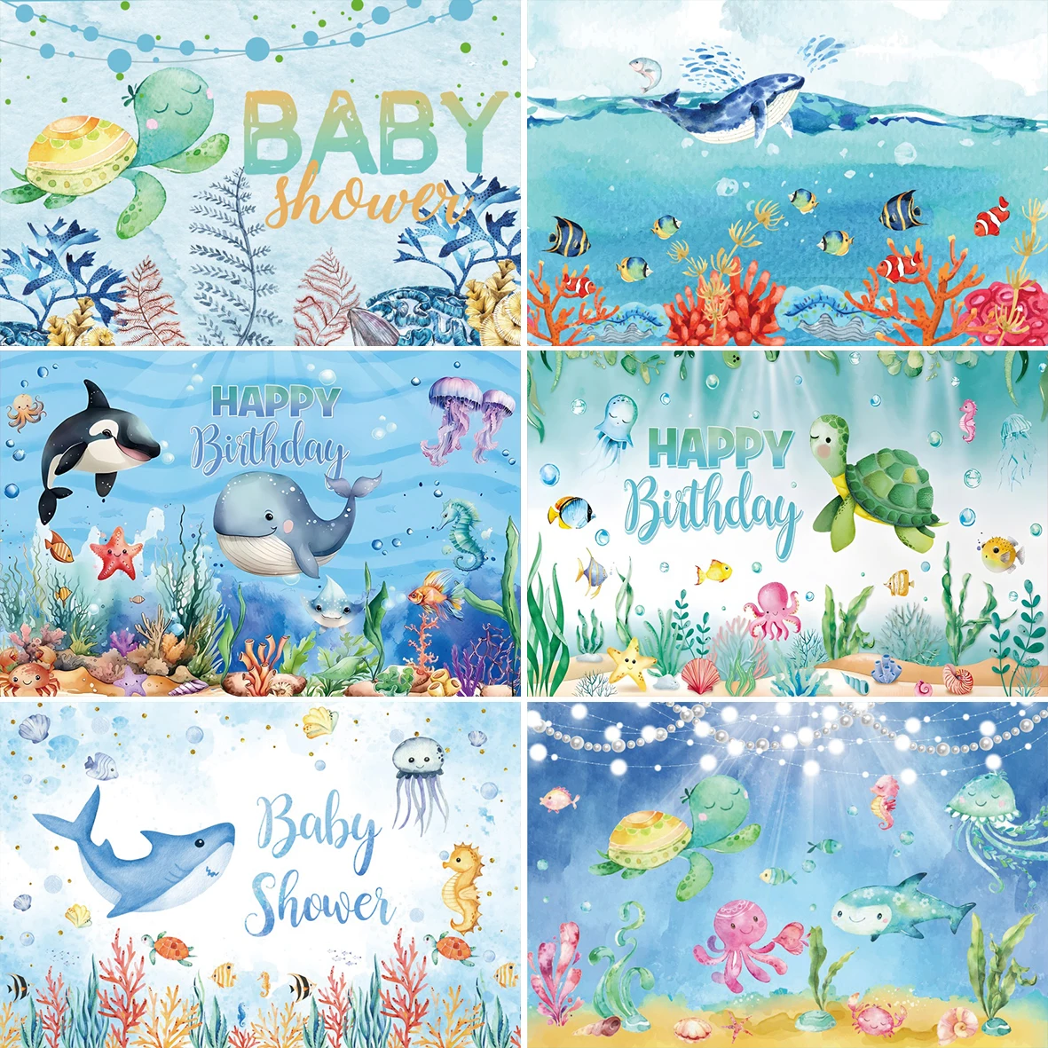 Ocean-Happy-Birthday-Photography-Background-Under-The-Sea-Theme-Dolphin ...