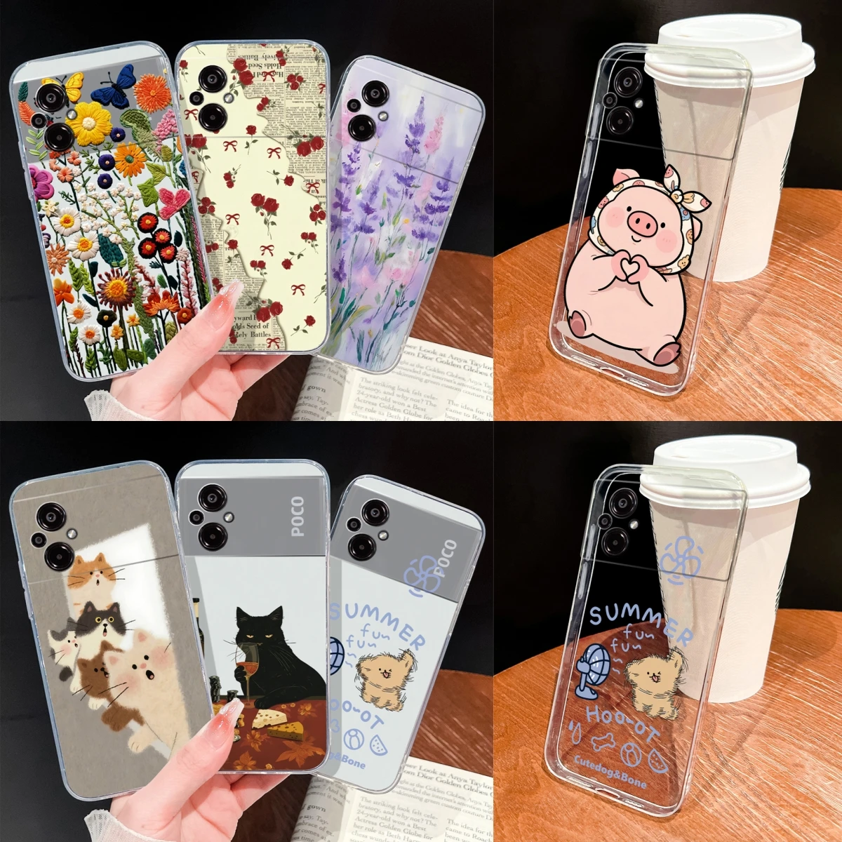 For POCO M5 M5S Phone Case Lovely Flowers Patterns Soft Slim TPU ...