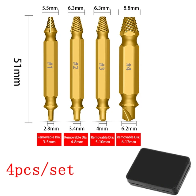 HSS Damaged Screw Extractor Drill Stripped Screw Extractor Remover Set ...