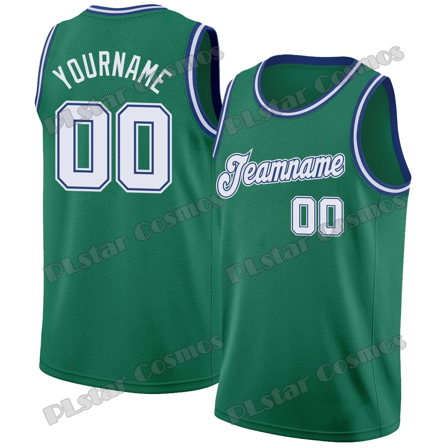 Custom Name & Number Green White-Royal 3D Printed Men's Throwback ...