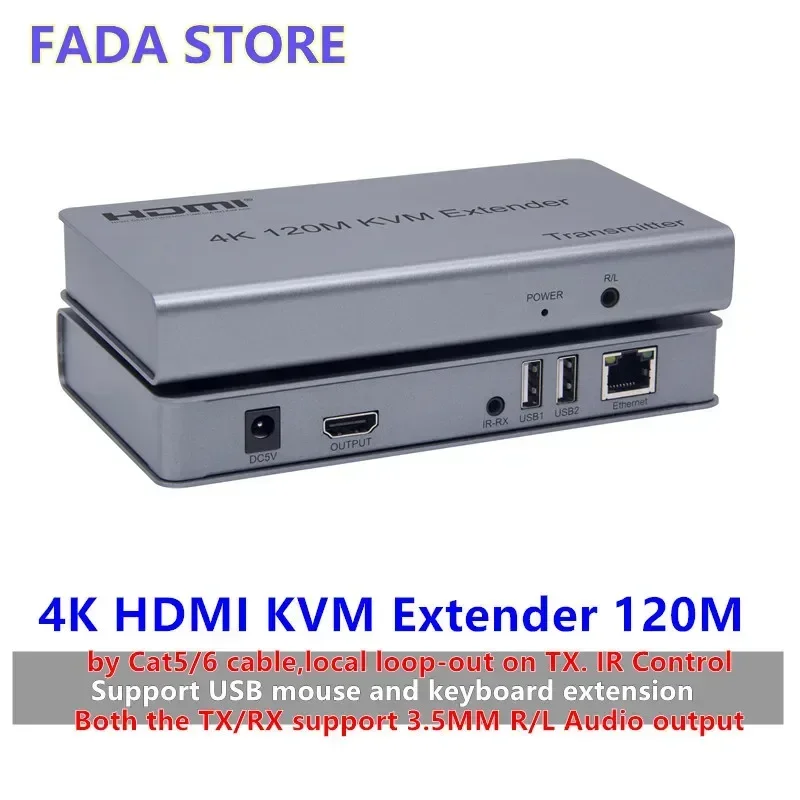 KVM 4K HDMI Extender USB Mouse/Keyboard Extension 120M By Cat/RJ45/LAN ...