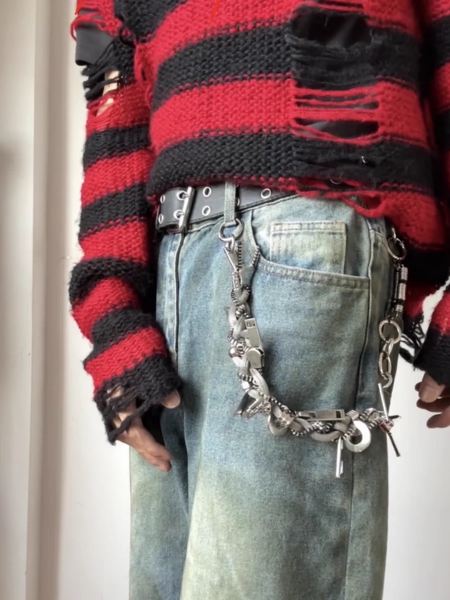 Punk Style Men's Pants Chain Multifunctional Collocation Heavy Metal ...