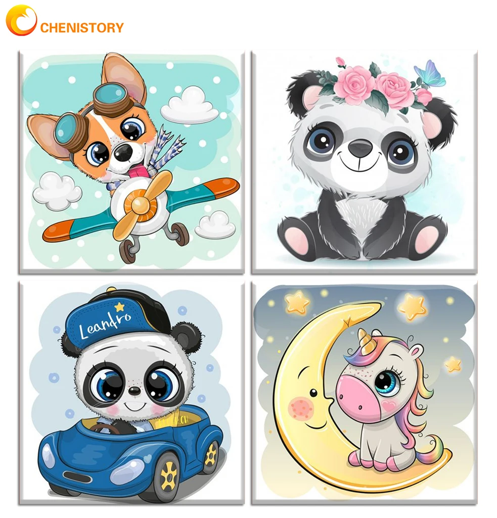 CHENISTORY-20x20cm-Numbers-Painting-Frame-Cute-Panda-Animals-Modern ...