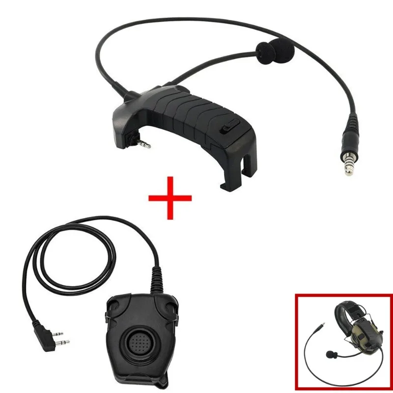 Tactical-Headset-Adapter-Microphone-Y-Line-Kit-And-U94-PTT-for-Baofeng ...