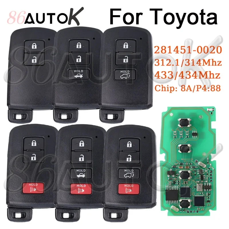 Remote Key For Toyota Prius Auris RAV4 Avalon Camry Corolla Yaris ...