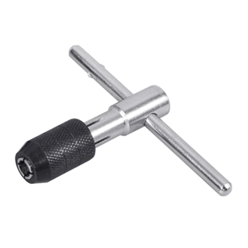 Professional Adjustable Silver T-Handle Ratchet Tap Holder Wrench Metric Plug T-shaped Tap for ...