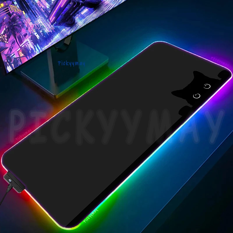 Black-Cat-RGB-Gaming-Mousepads-Desk-Pad-Keyboard-Mat-Office-LED-Gamer ...