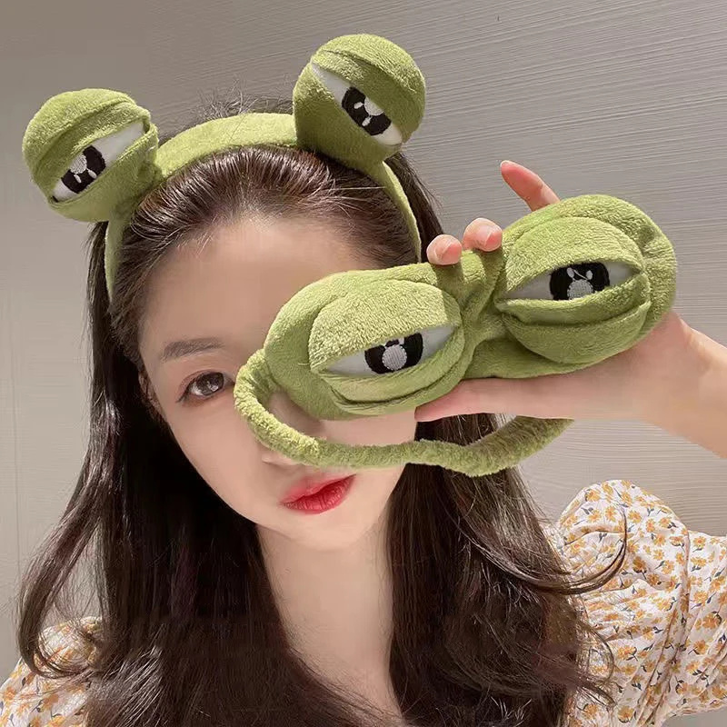 Sad Frog Sleep Mask Eyeshade Plush Headbands Eye Cover Travel Relax ...