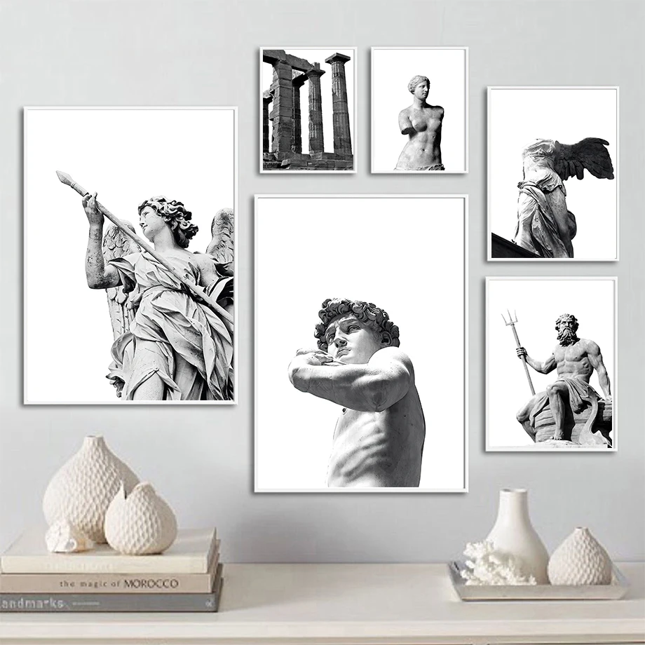 Greek-Gods-Sculptures-Statue-David-Venus-Wall-Art-Canvas-Painting ...