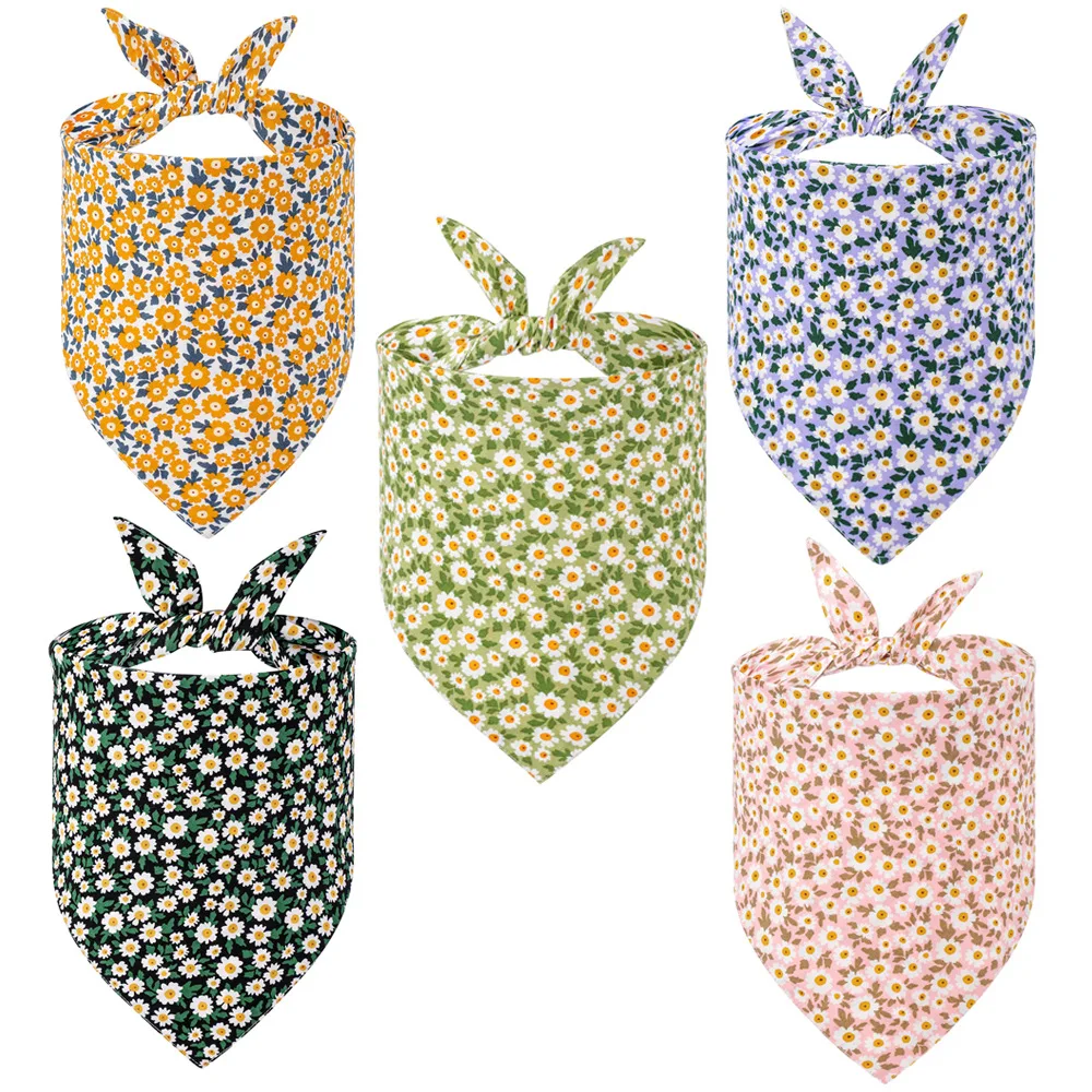 Dog-Bandanas-Pet-Scarf-Saliva-Towel-Daisy-Pattern-Washable-Dog ...