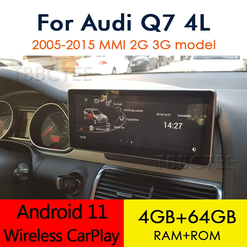 Android 10 Wireless CarPlay 4 + 64G สำหรับ Audi Q7 4L 2005 ~ 2015 GPS นำทางรถมัลติมีเดีย Player ...